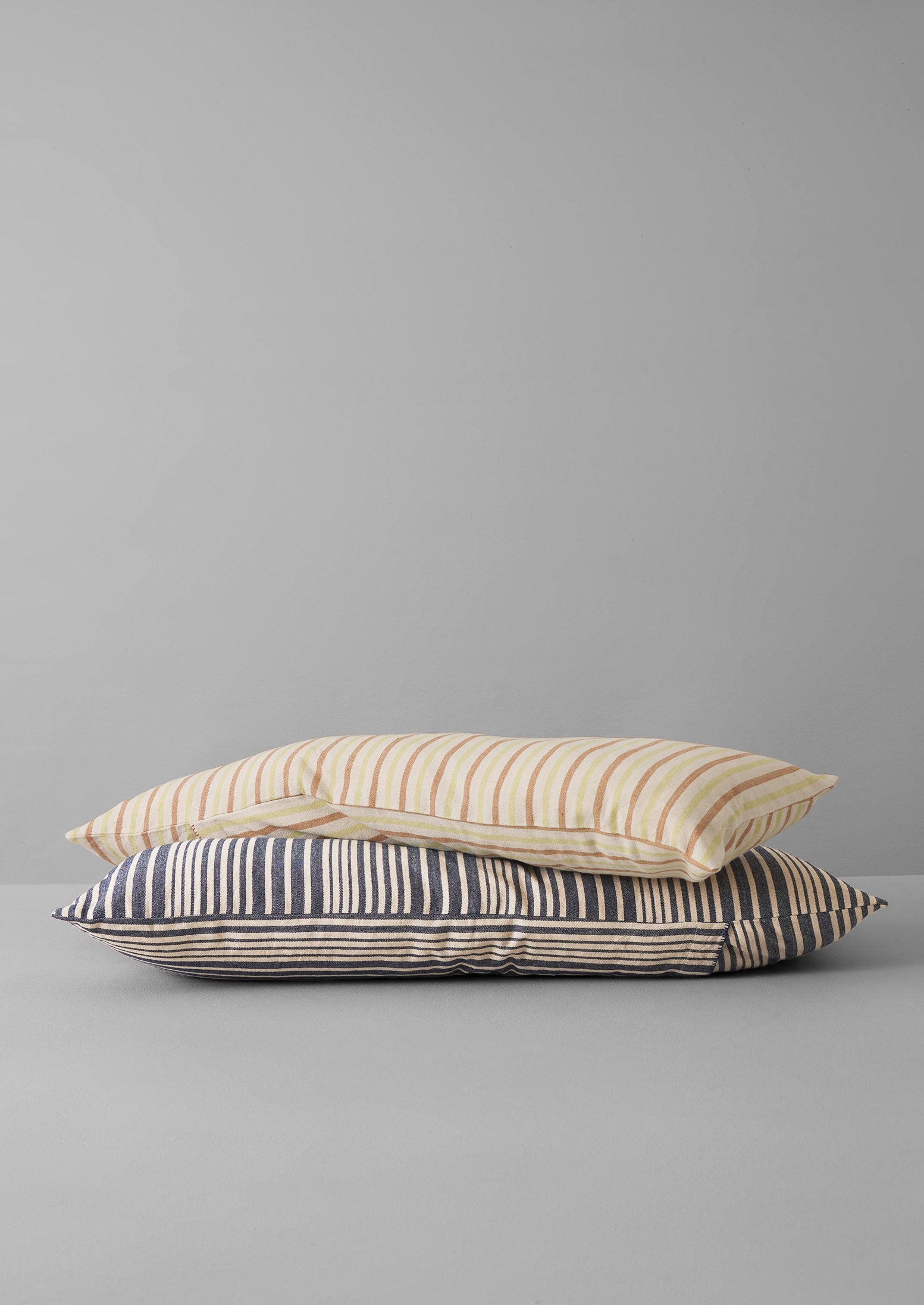 Hand Woven Stripe Bolster Cushion | Ecru/Washed Lime | TOAST