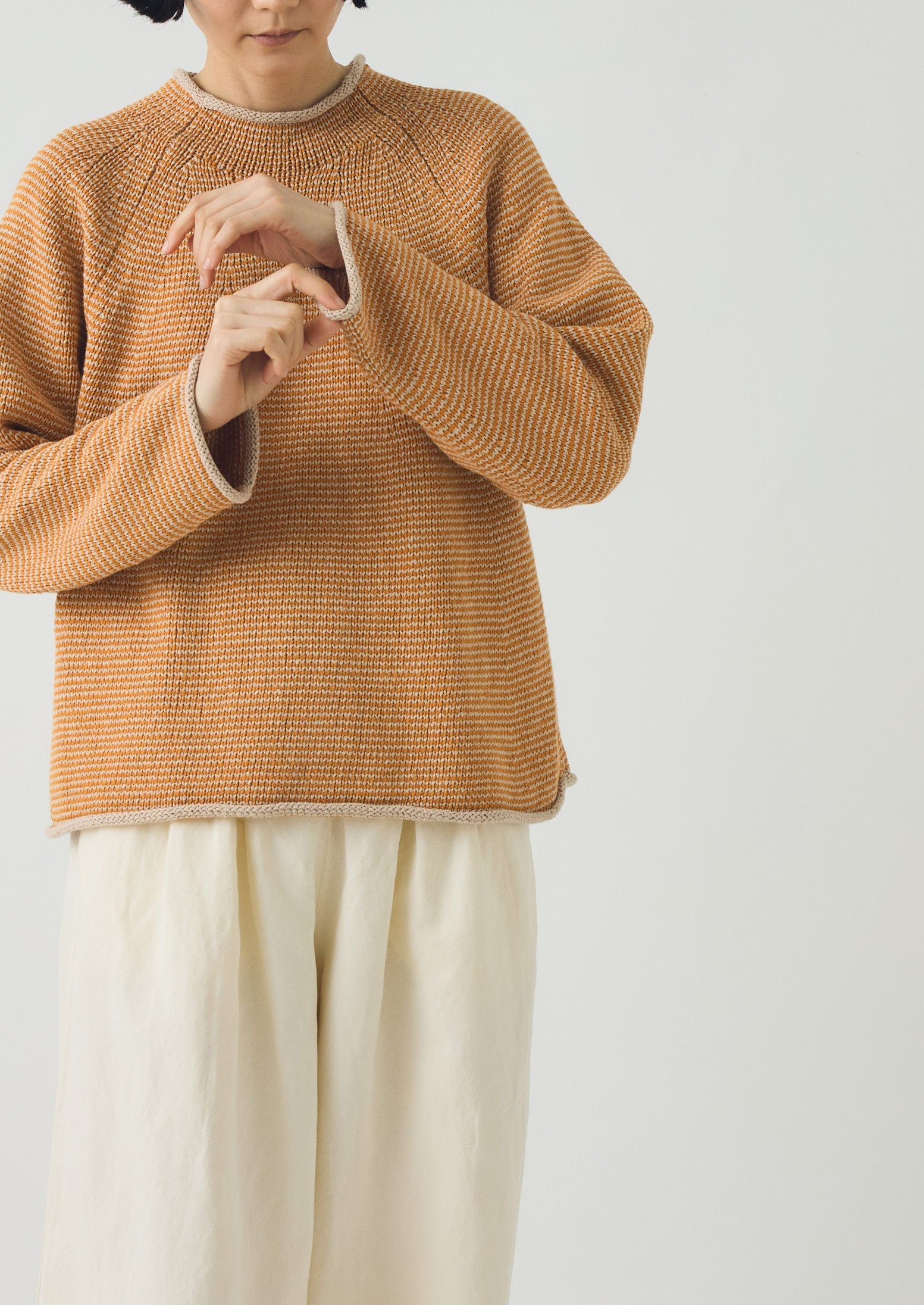 Stripe Linen Cotton Sweater | Spice/Putty | TOAST