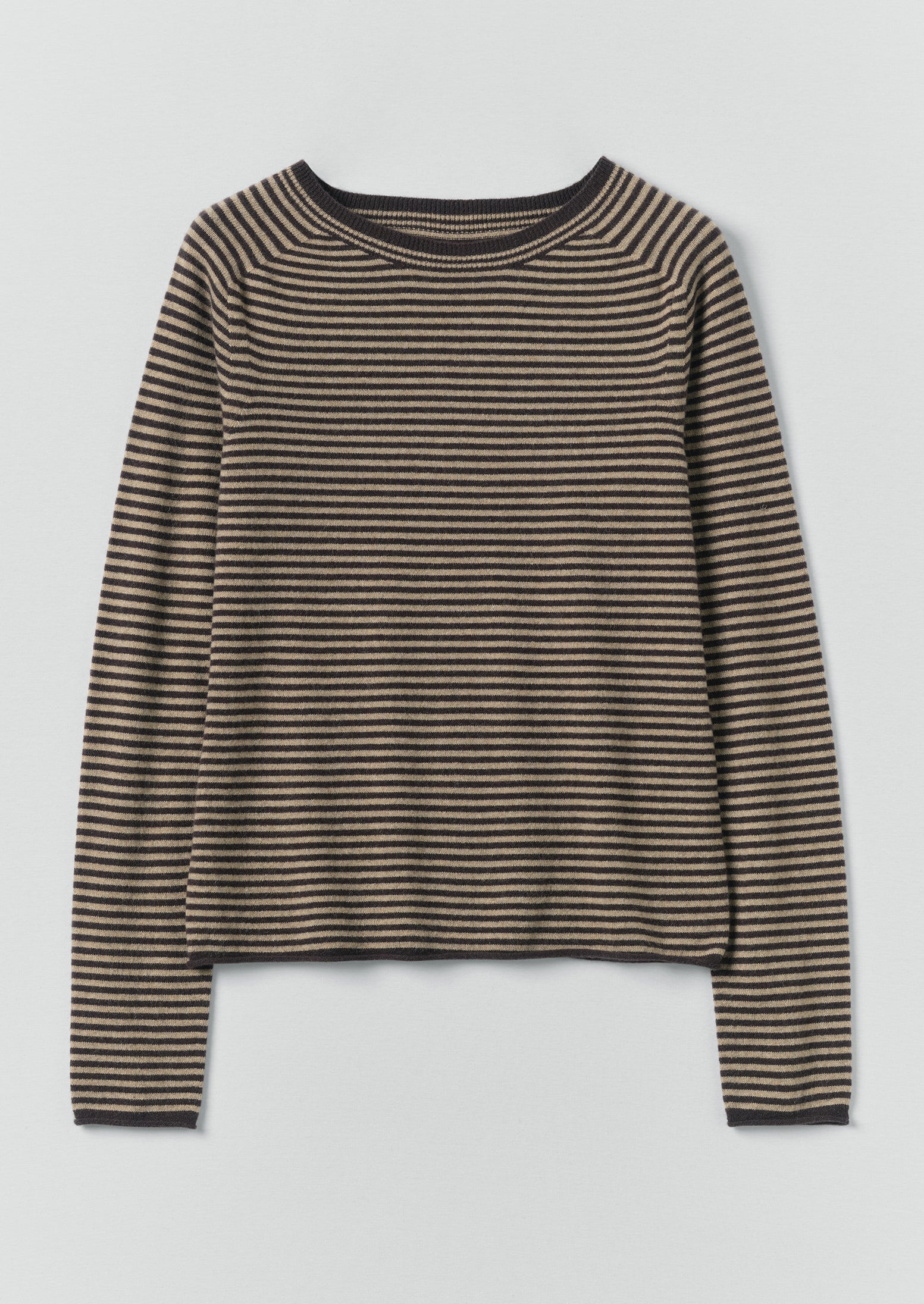 Stripe Wool Cashmere Neat Sweater | Brown Umber/Biscuit | TOAST
