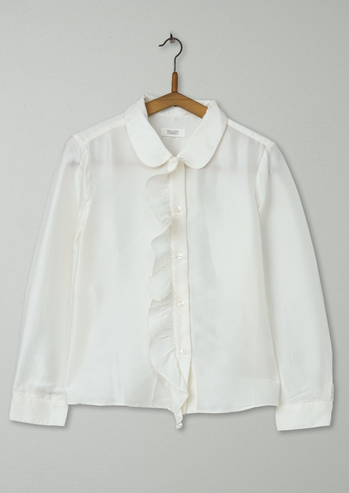 Reworn Silk Dupion Ruffle Shirt Size 6 (840) | Egg Shell | TOAST