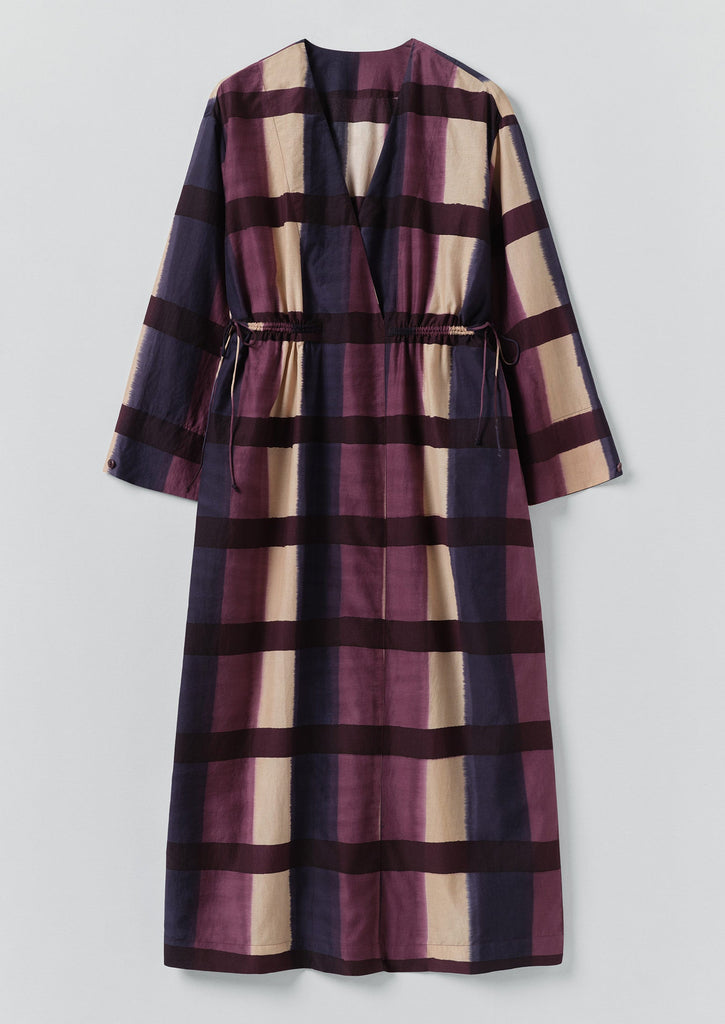 Shadow Still Print Cotton Silk Dress | Cassis | TOAST